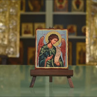 Αρχάγγελος Μιχαήλ - Ξύλινη παλαιωμένη εικόνα σε καμβά με χρυσό φόντο ...